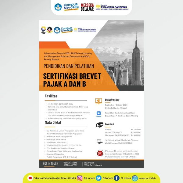 Registration for Tax Brevet Certification A and B is open! – FEB UNNES