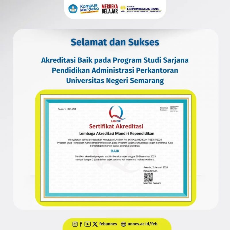 Selamat dan Sukses Kepada FEB UNNES Atas Diraihnya Akreditasi Program Studi Sarjana Pendidikan ...