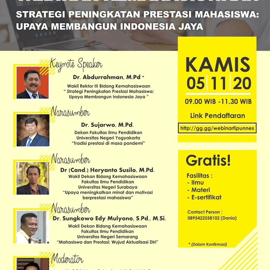 Registrasi Webinar Kemahasiswaan FIP UNNES – Faculty of Education and ...