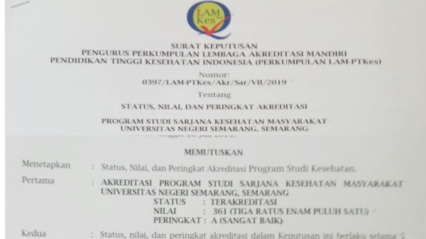Alhamdulillah, Akreditasi Prodi Kesmas UNNES Mendapat Peringkat A ...