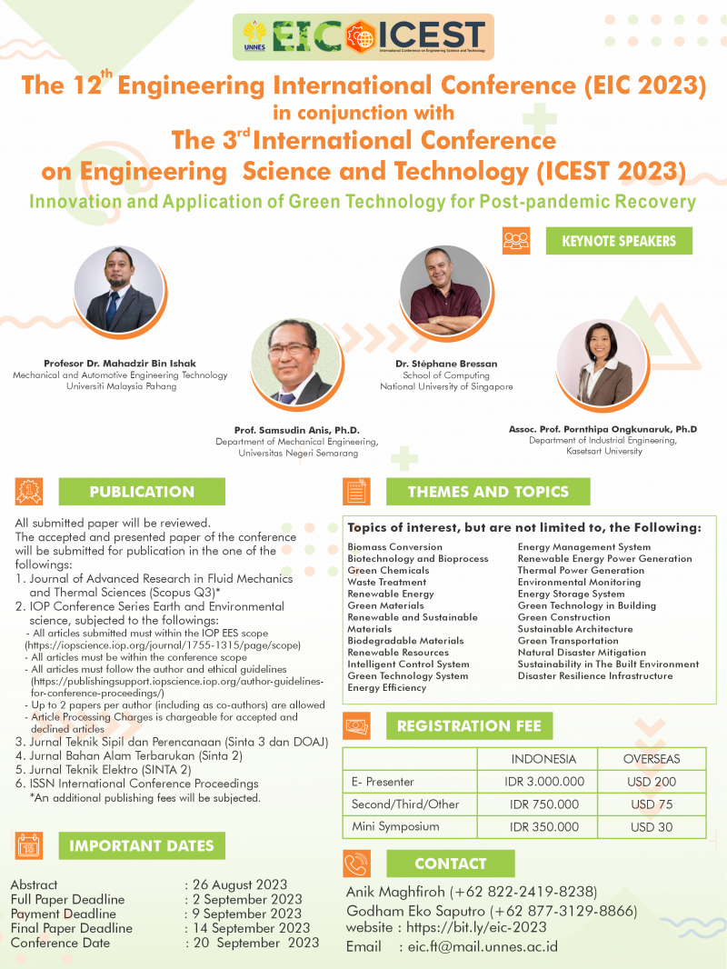 The 12th Engineering International Conference (EIC) 2023 – Faculty of ...