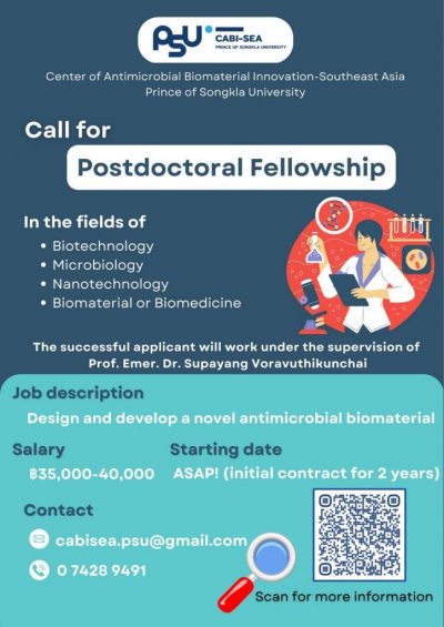 Call for Postdoctoral Fellowship at Prince of Songkla University ...